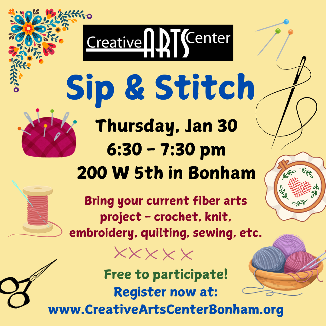 Sip & Stitch - Bonham Area Chamber of Commerce