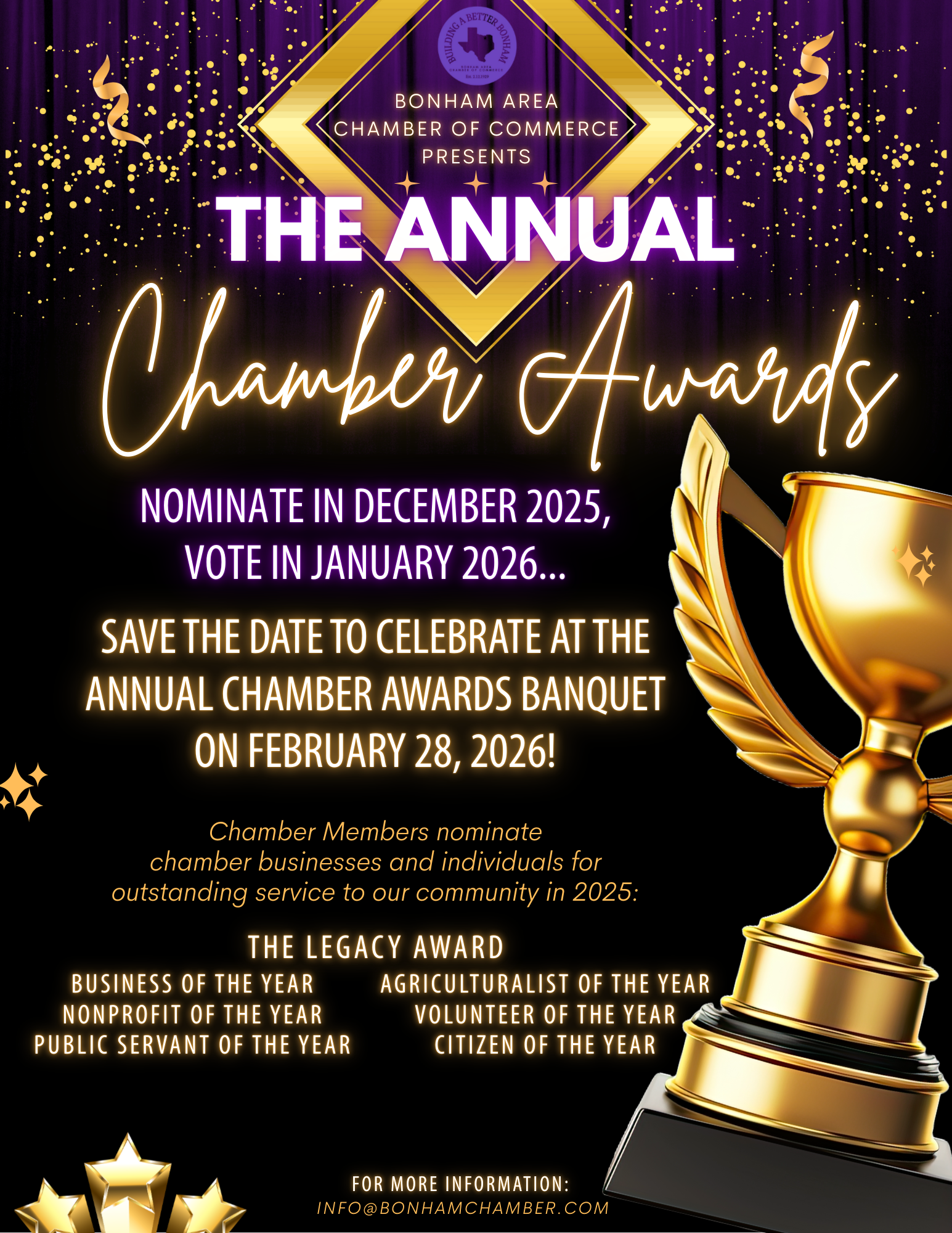 Bonham Chamber of Commerce Annual Chamber Awards Banquet - Bonham Area ...